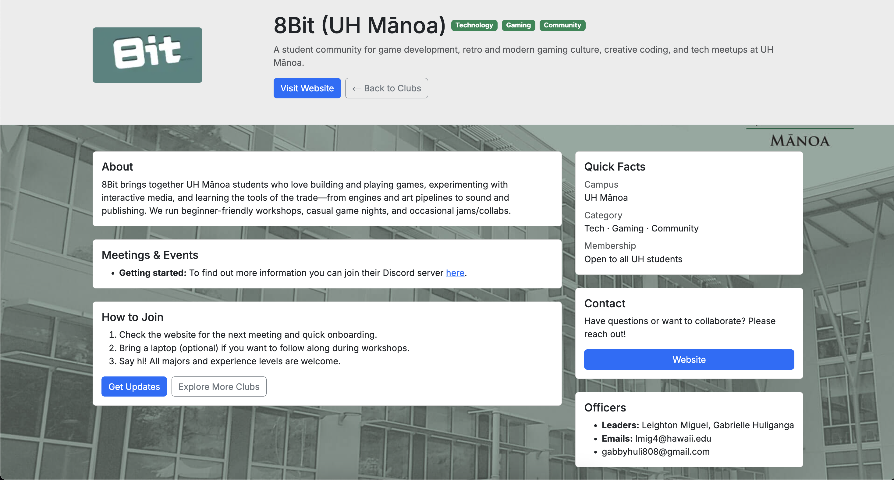 Campus Clubhouse | Central hub for student clubs at UH Manoa.