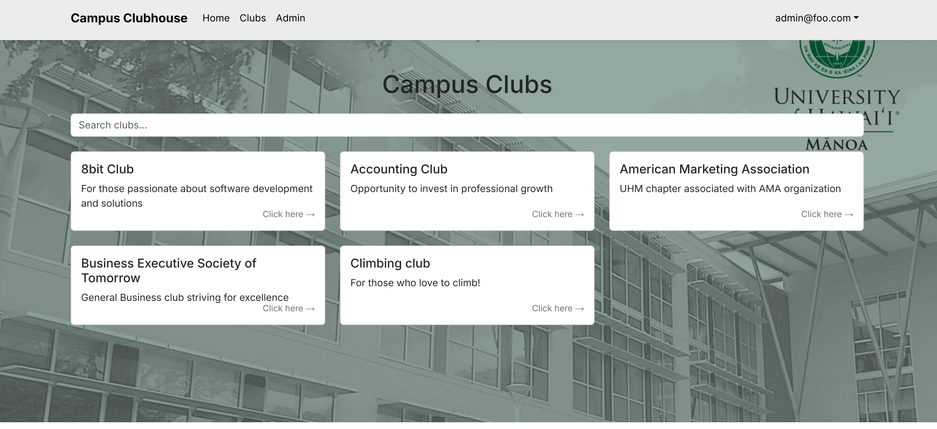 Campus Clubhouse | Central hub for student clubs at UH Manoa.